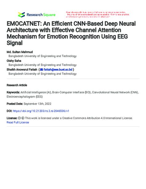 Pdf Emocatnet An Efficient Cnn Based Deep Neural Architecture With