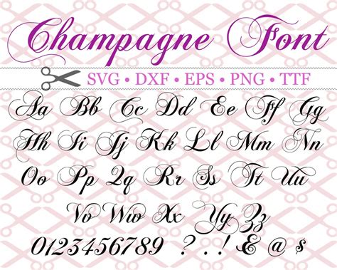 Champagne Script Svg Fancy Script Monogram Font Svg Dxf Etsy