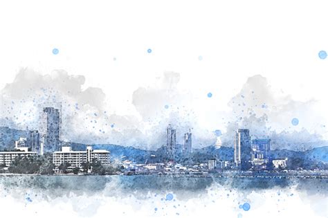 수채화 그림 배경에 자본에 아름 다운 건물을 추상화 합니다 예술 디지털 일러스트 브러쉬에 도시입니다 0명에 대한 스톡 사진 및 기타 이미지 Istock