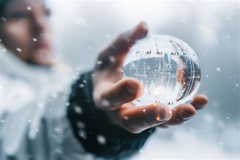 Premium Photo Businessman Holding Ai Digital Sphere With Data Particles