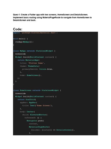 Flutter Assignment 04 Pdf Computer Science Software Development