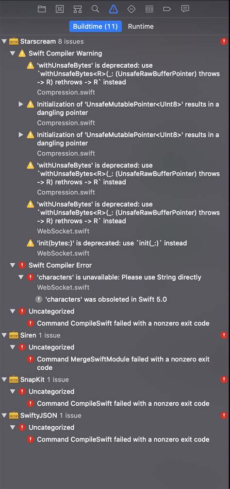 Ios Pods Error In Xcode Compile Failed In Swift 50 In Some Modules