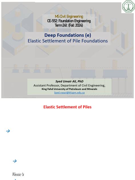 19 Deep Foundations E Elastic Settlement Of Piles Pdf Deep Foundation Youngs Modulus