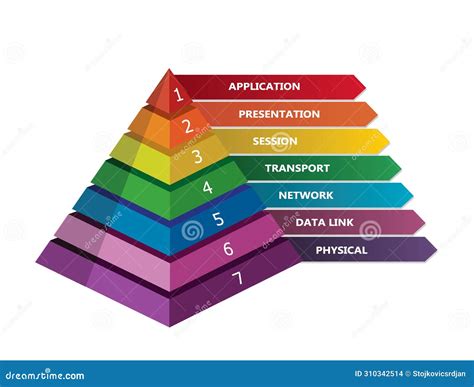 7 Layer Osi Network Model Presented In Pyramid Vector Illustration 305089532