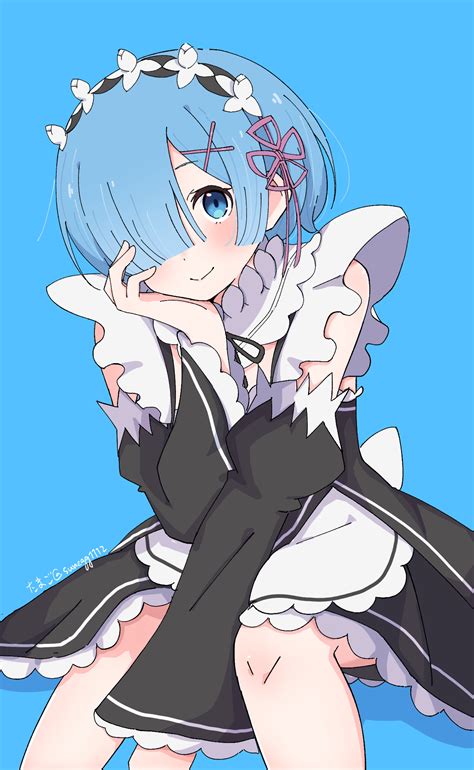 Sunegg Rem Re Zero Re Zero Kara Hajimeru Isekai Seikatsu Girl Apron Blue Eyes Blue