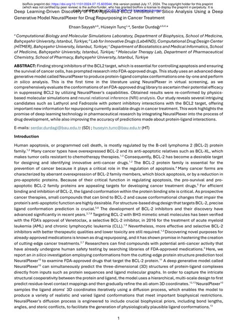Pdf Deep Learning Driven Discovery Of Fda Approved Bcl2 Inhibitors In Silico Analysis Using A