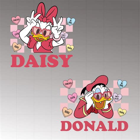 Donald And Daisy Duck Valentines Day Svg Png Disneyland Couple Trip Tee