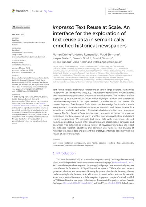 Pdf Impresso Text Reuse At Scale An Interface For The Exploration Of Text Reuse Data In