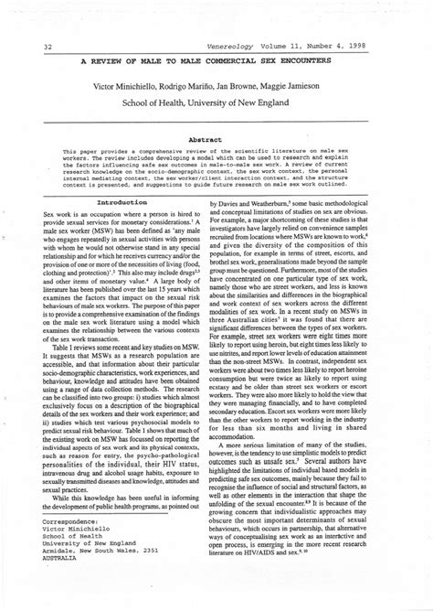 PDF A Review Of Male To Male Commercial Sex Encounters