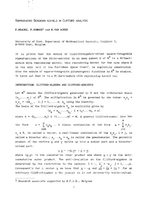 Pdf Reproducing Bergman Kernels In Clifford Analysis