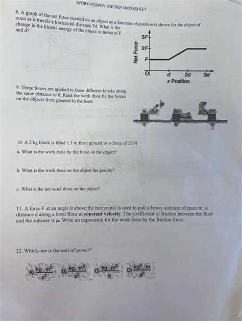 Solved 8 A Graph Of The Net Force Exerted On An Object As A