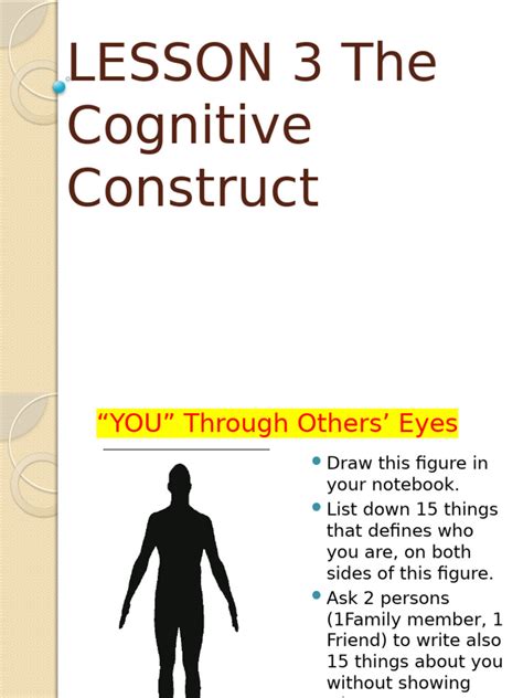 Chapter 1 Lesson 3 The Self As Cognitive Construct Pdf Id Psychology