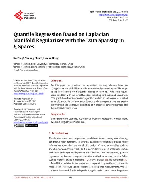 Pdf Quantile Regression Based On Laplacian Manifold Regularizer With