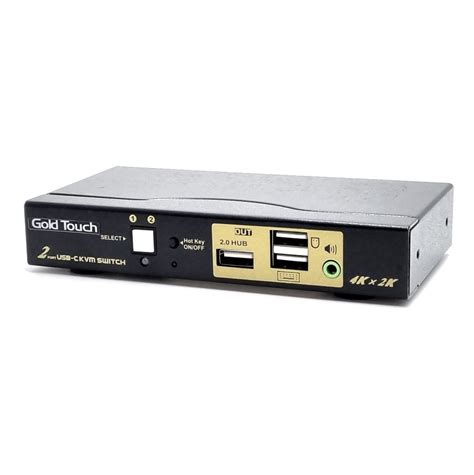 Port USB Type C KVM Switch Gold Touch