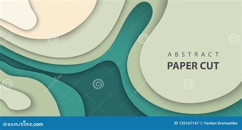 Vector Background With Deep Green Color Paper Cut Waves Shapes 3d Abstract Paper Art Style