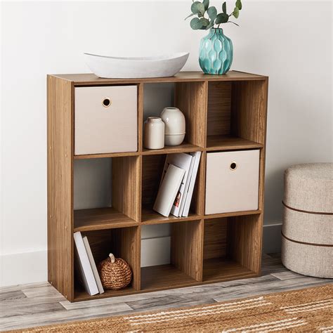 Mainstays 9 Cube Storage Organizer Warm Walnut