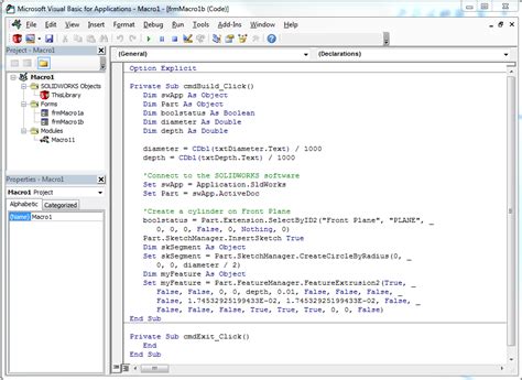 SolidWorks API Using The Macro Recorder