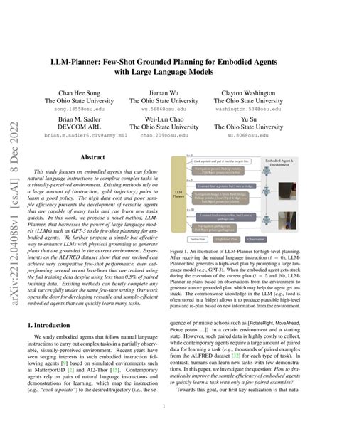 Llm Planner Few Shot Grounded Planning For Embodied Agents With Large Language Models Deepai