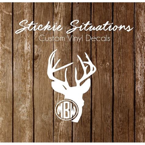 Monogram Buck Head Vinyl Decal Bellechic