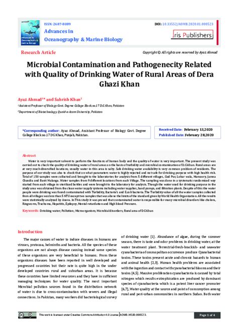 Pdf Microbial Contamination And Pathogenecity Related With Quality Of