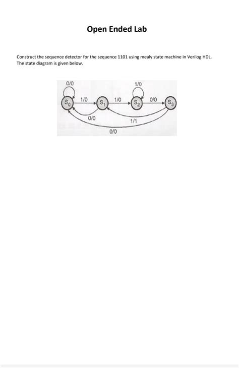 Solved Open Ended Lab Construct The Sequence Detector For