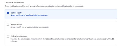 Enabling Un Snooze Alarm Notifications