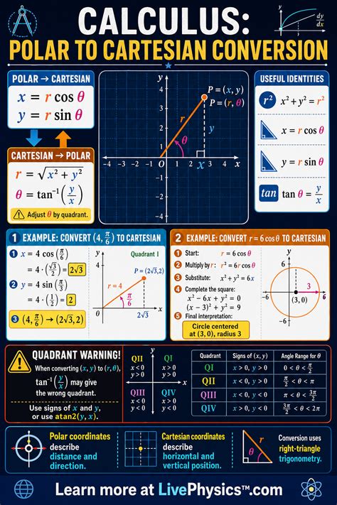 Calculus Polar To Cartesian Conversion Infographic Livephysics™