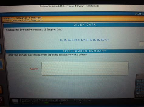 Solved Calculate The Five Number Summary Of The Given Data