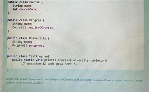 Solved Public Class Course String Name Int Coursecode
