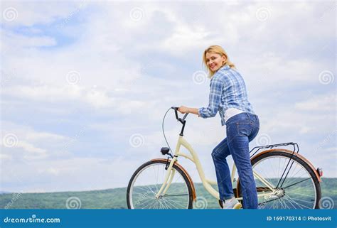 Sexy Girl With Bicycle Young Slim Sexy Sporty Woman In Pink Shorts And White Snickers Long
