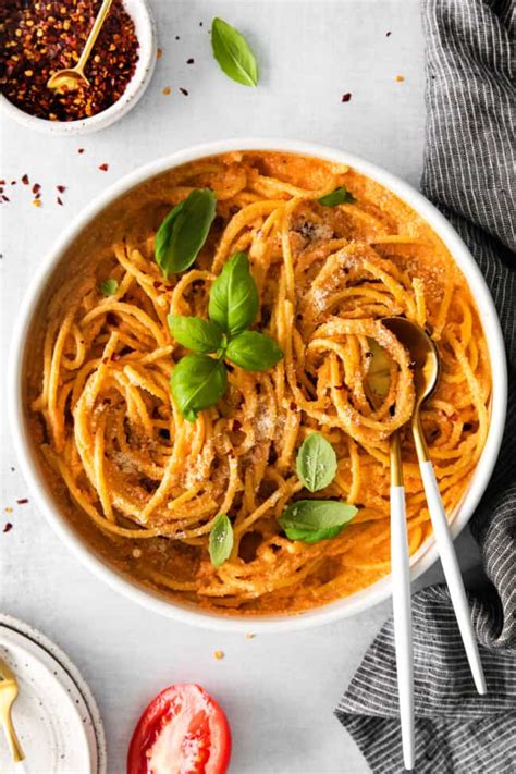 Creamy Tomato Vegan Pasta Made With Cashews Fit Foodie Finds