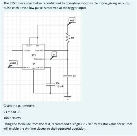 Solved The 555 ﻿timer Circuit Below Is Configured To Operate