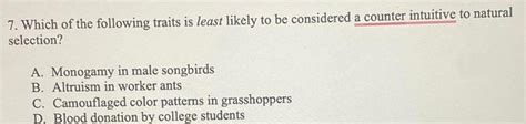 [answered] 7 Which Of The Following Traits Is Least Likely To Be Kunduz