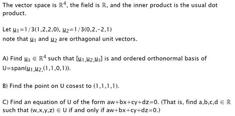 solved 1 the vector space is r4 the field is r and the