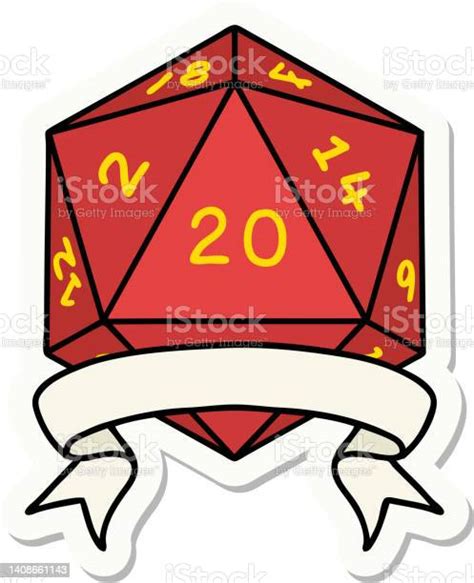 자연 20 임계 히트 D20 주사위 롤 스티커 굴리기에 대한 스톡 벡터 아트 및 기타 이미지 굴리기 문신 미술품 Istock