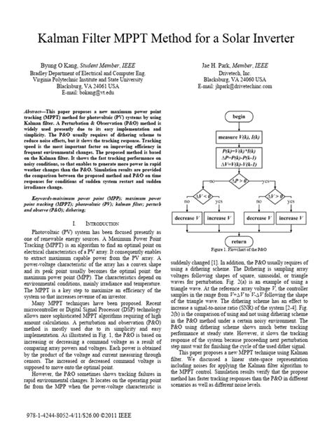 Kalman Filter Mppt Method For A Solar Inverter Pdf