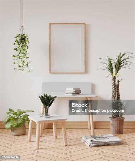 그림 인테리어 홈 워크 책상 모형 포스터 나무 프레임 빈 그림 요소 내부 수직 벽에 그림에서 3d 렌더링 가정의 방에 대한 스톡 사진 및 기타 이미지 Istock