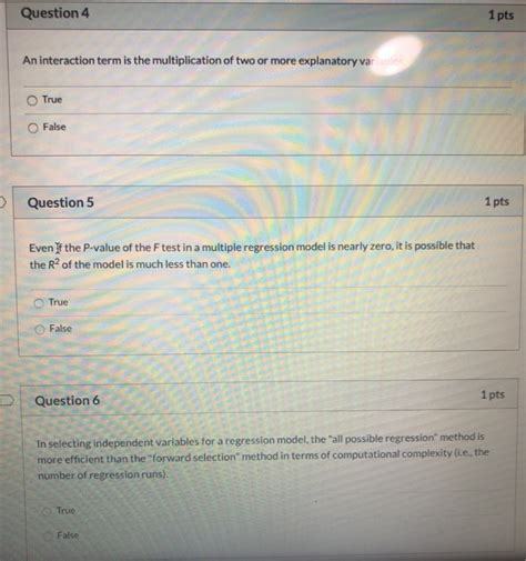 solved question 1 1 pts in a multiple regression model if