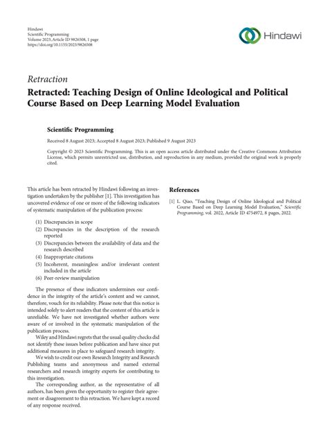 Pdf Retracted Teaching Design Of Online Ideological And Political Course Based On Deep
