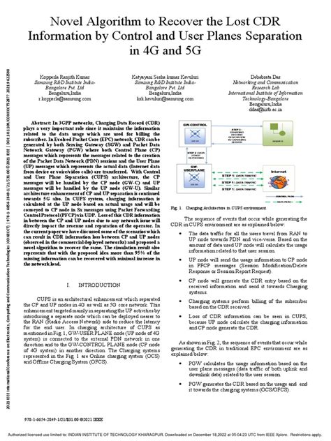 novel algorithm to recover the lost cdr information by control and user