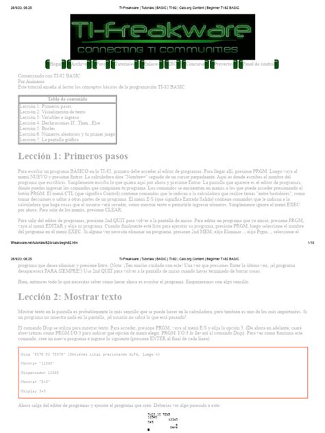 Ti Freakware Tutorials Basic Ti 82 Calc Org Content Beginner Ti 82 Basic Pdf