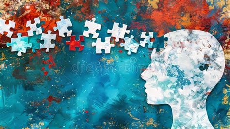 Adhd Concept With Puzzle Pieces In Head Mental Health Awareness Symbol