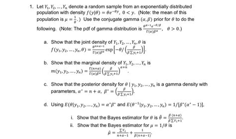 solved 1 let y1 y2 yn denote a random sample from an