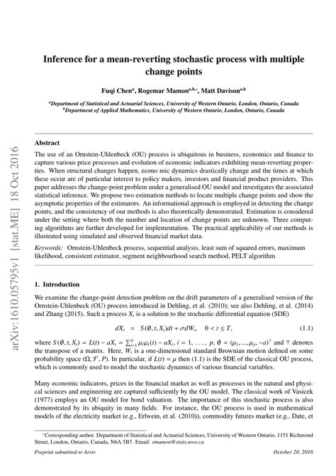 Pdf Inference For A Mean Reverting Stochastic Process With Multiple