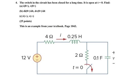 Solved The Switch In The Circuit Has Been Closed For A Long Chegg Com