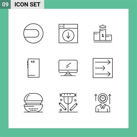 Pack Of 9 Creative Outlines Of Computer Camera Pedestal Android Phone Editable Vector Design