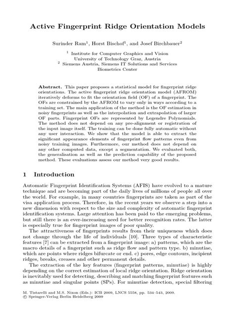 Active Fingerprint Ridge Orientation Mod Pdf Eigenvalues And Eigenvectors Fingerprint