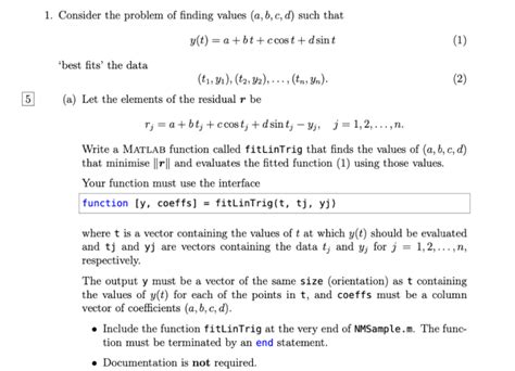 Solved Consider The Problem Of Finding Values A B C D Chegg