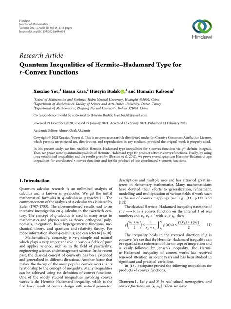 Pdf Quantum Inequalities Of Hermite Hadamard Type For Convex Functions