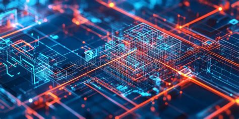 A Futuristic Ai Powered Autonomous Construction System Featuring Glowing Cybernetic Robotic